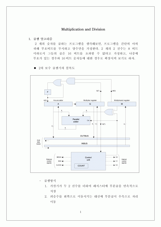 컴퓨터 곱셈 나눗셈 알고리즘