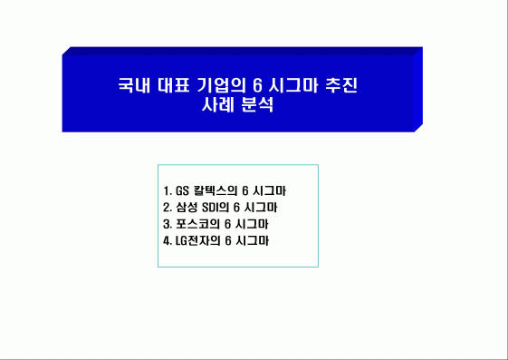 [사례 조사]국내 대표기업의 6시그마 적용