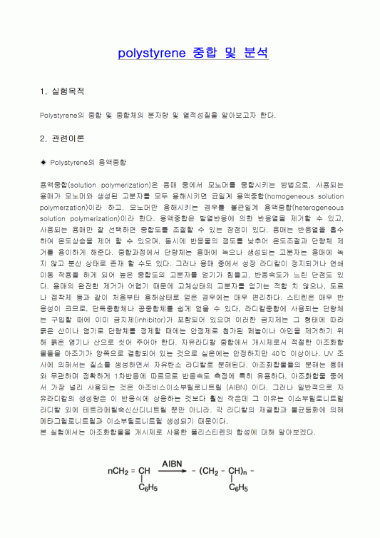 polystyrene 중합 및 분석