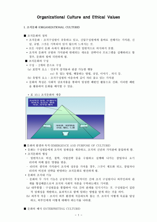 [공공조직과리론]조직문화와 윤리적가치