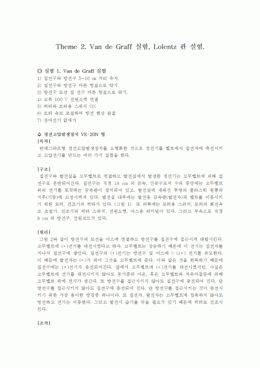 Van de Graff 실험, Lolentz 관 실험.