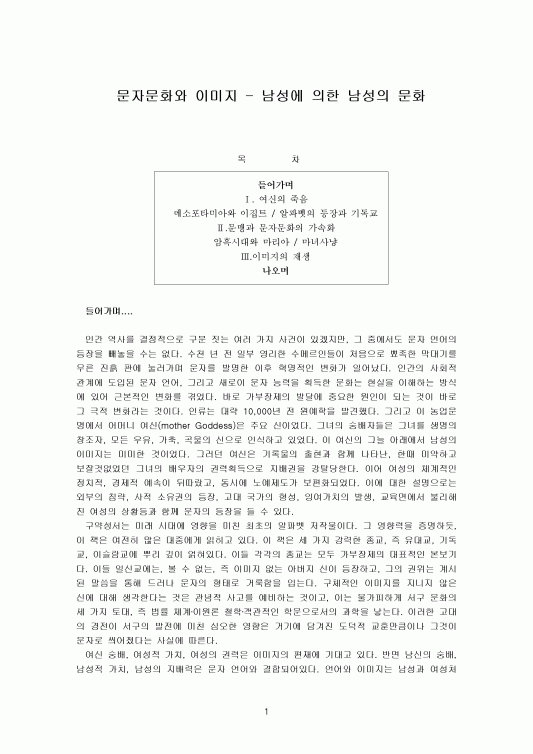 문자문화와 이미지 - 남성에 의한 남성의 문화