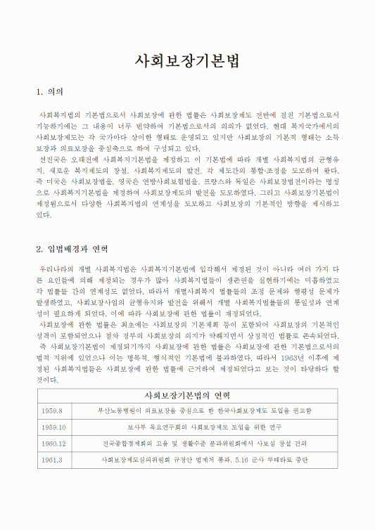 [사범/법학] 사회보장기본법 [분석/조사]