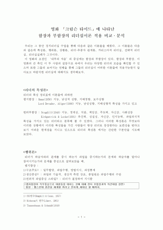 영화 크림슨 타이드에 나타난 리더십 분석