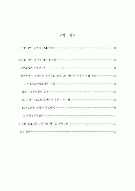 SOFA에 관하여 레포트 자료