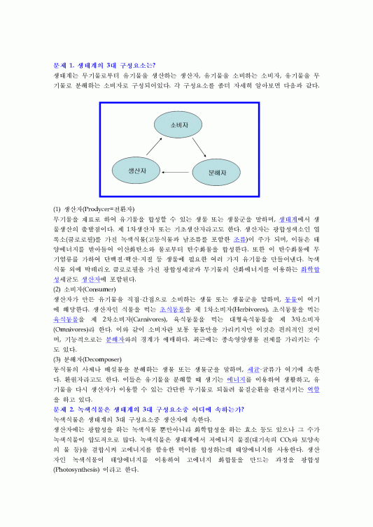환경과 사회(생태계, 광합성, 피드백 등..)