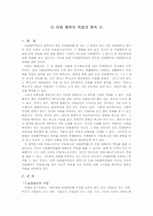 [법학]어음행위의 독립의 원칙