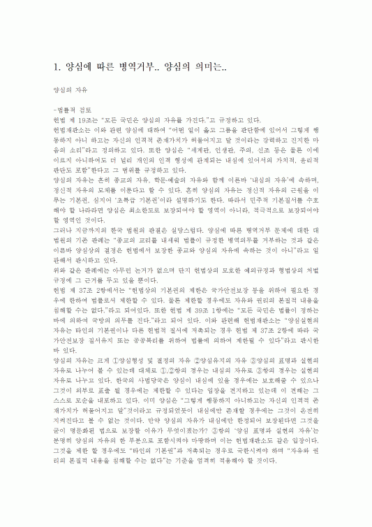 양심에 따른 병역거부에 대해