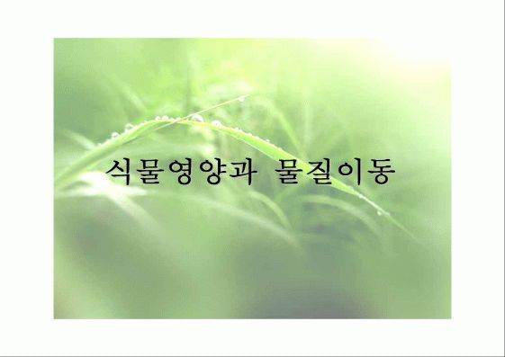 [PPT자료] 식물영양과 물질이동