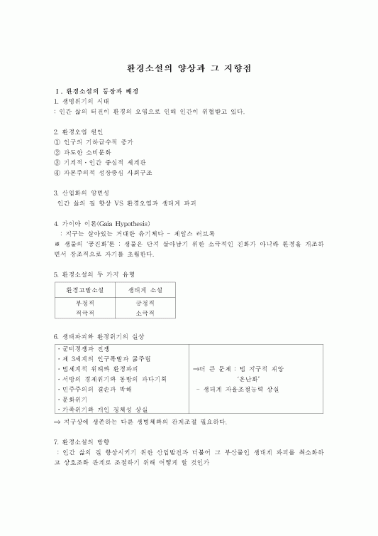 환경소설의 양상과 그 지향점