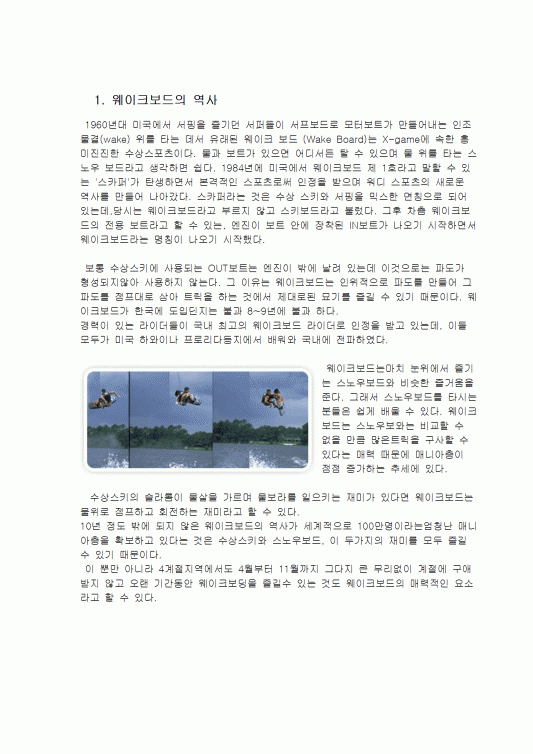 웨이크보드 레포트 자료