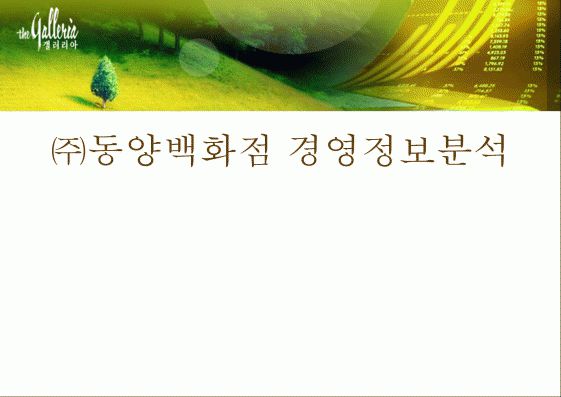 (사업계획서,마케팅,경영전략)㈜동양백화점 경영정보분석