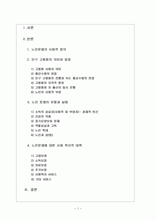 [사회복지] 노인문제에 대한 사회복지적 대안