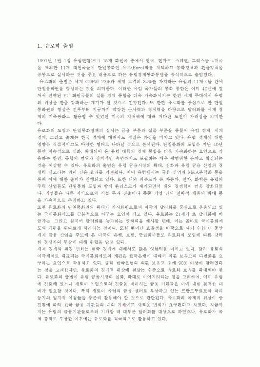 유로화 출범과 우리의 과제