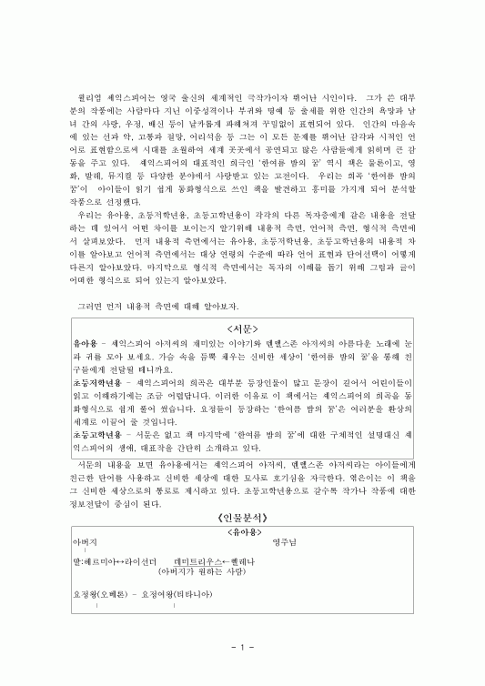 동화책 분석 레포트 자료