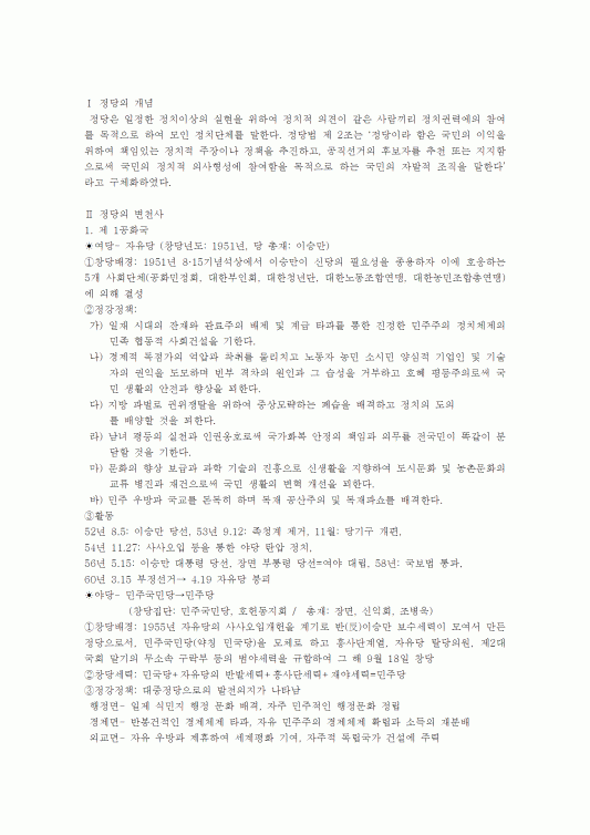 한국정당의 변천사 및 정치문화