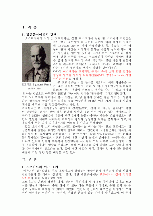 프로이드의 정신분석 이론 심리학 정신이론 프로이드의 정신이론 정신분석 분석 정신분석이론