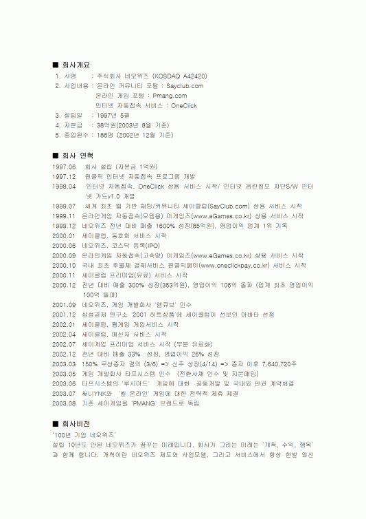 기업분석- 네오위즈