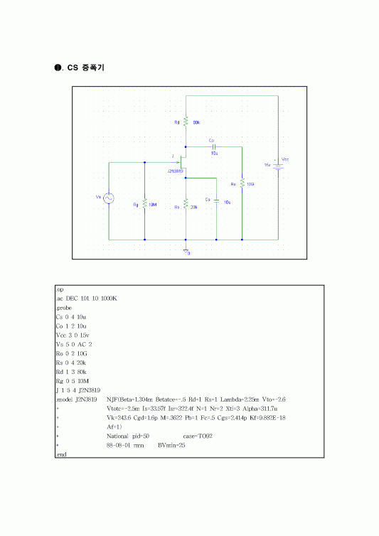 CS,CD,CG 증폭기 및 jfet 특성곡선