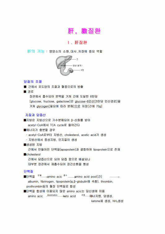 장기의 질환(간, 췌장)