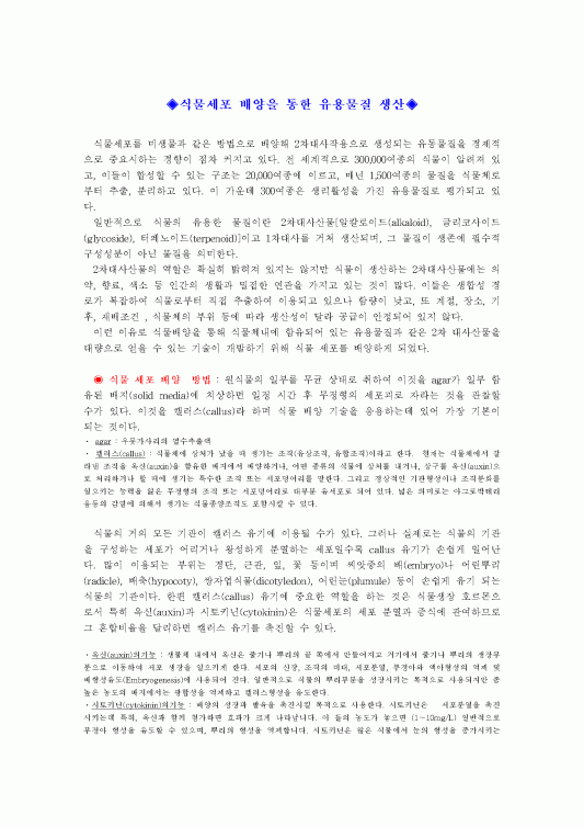 식물세포바양을통한유용물질생산