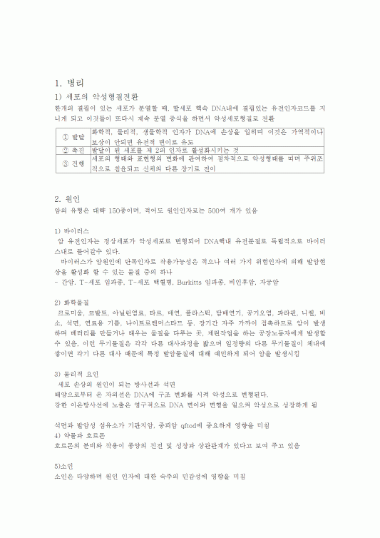 종양간호 레포트 자료
