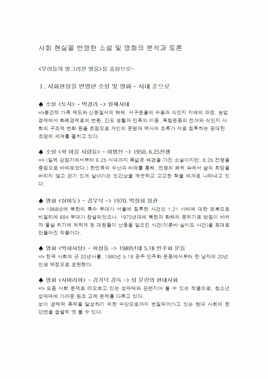 사회현실반영한 영화 (우리들의 일그러진 영웅)
