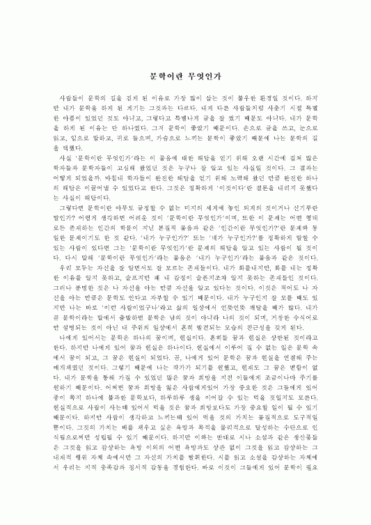 문학 문학이란 문학이란 무엇인가