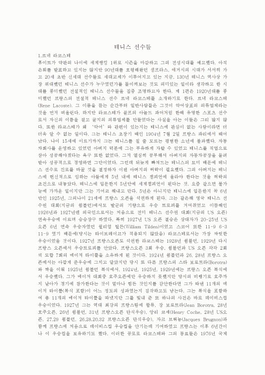 테니스 선수 레포트 자료