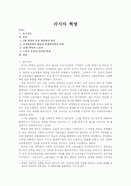 [분석/조사] 러시아 혁명 [사회과학]
