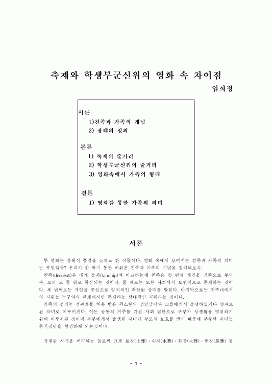 축제와학생부군신위를친족의개념으로비교분석