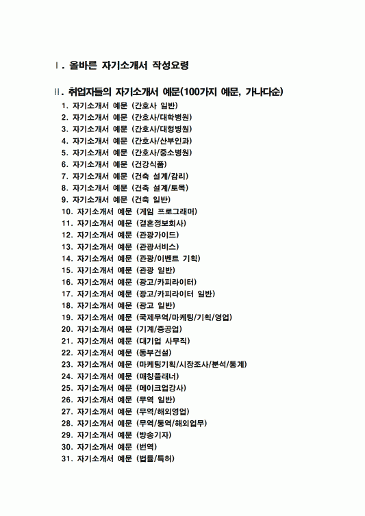 자기소개 예문 모음 100개