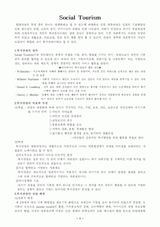 복지관광 레포트 자료