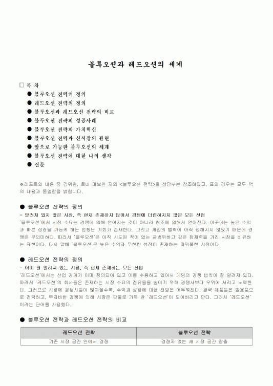 블루오션과 레드오션의 세계