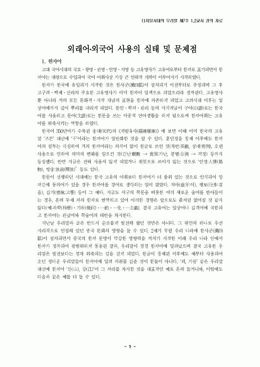 외래어․외국어 사용의 실태 및 문제점