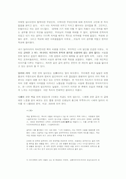 달라이 라마와 니체의 철학적, 미학적 고찰