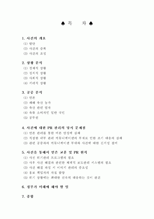 구제역 파동에 대한 정부의 위기관리 능력