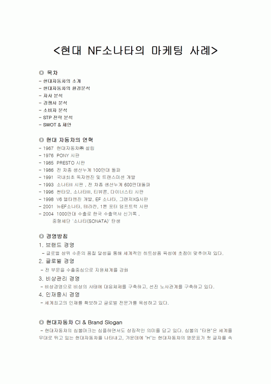 현대 NF소나타의 마케팅 사례
