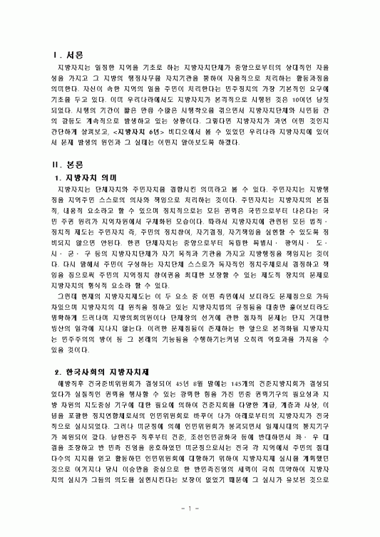 한국 지방자치제의 문제점