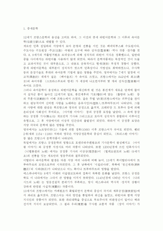 문학의 분류 레포트 자료