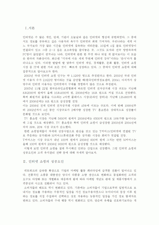 인터넷 쇼핑의 성공과 발전