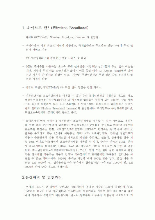 휴대인터넷-와이브로(WiBro)