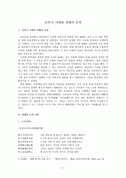 남북국시대의 발해 문학