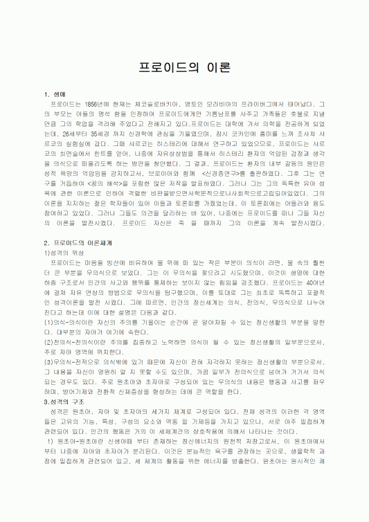 프로이드의 이론