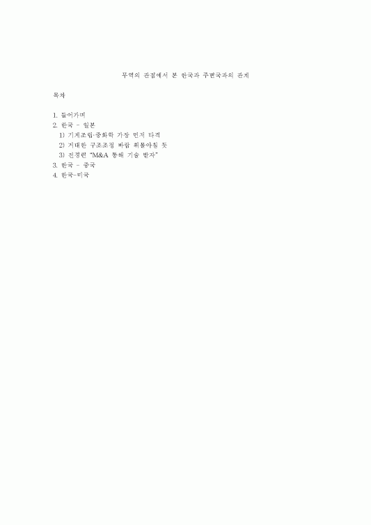 무역의 관점에서 본 한국과 주변국과의 관계