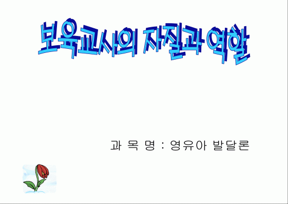 [사회과학] 보육교사의 자질과 역할 [사범/법학]