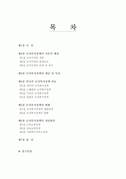 [사회복지] 모자복지정책