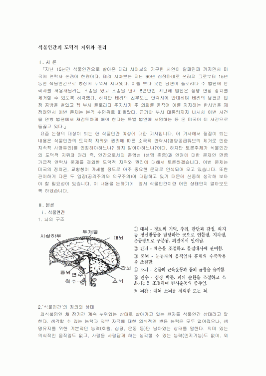 [인문과학] 식물인간의 도덕적 지위
