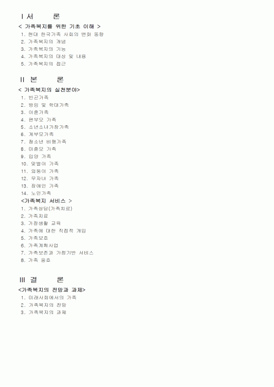 가족복지를 위한 기초 이해