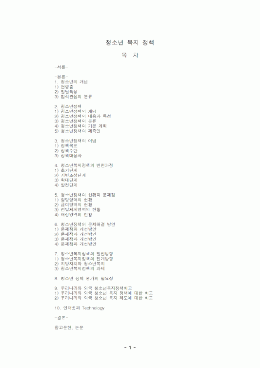 청소년 복지 정책